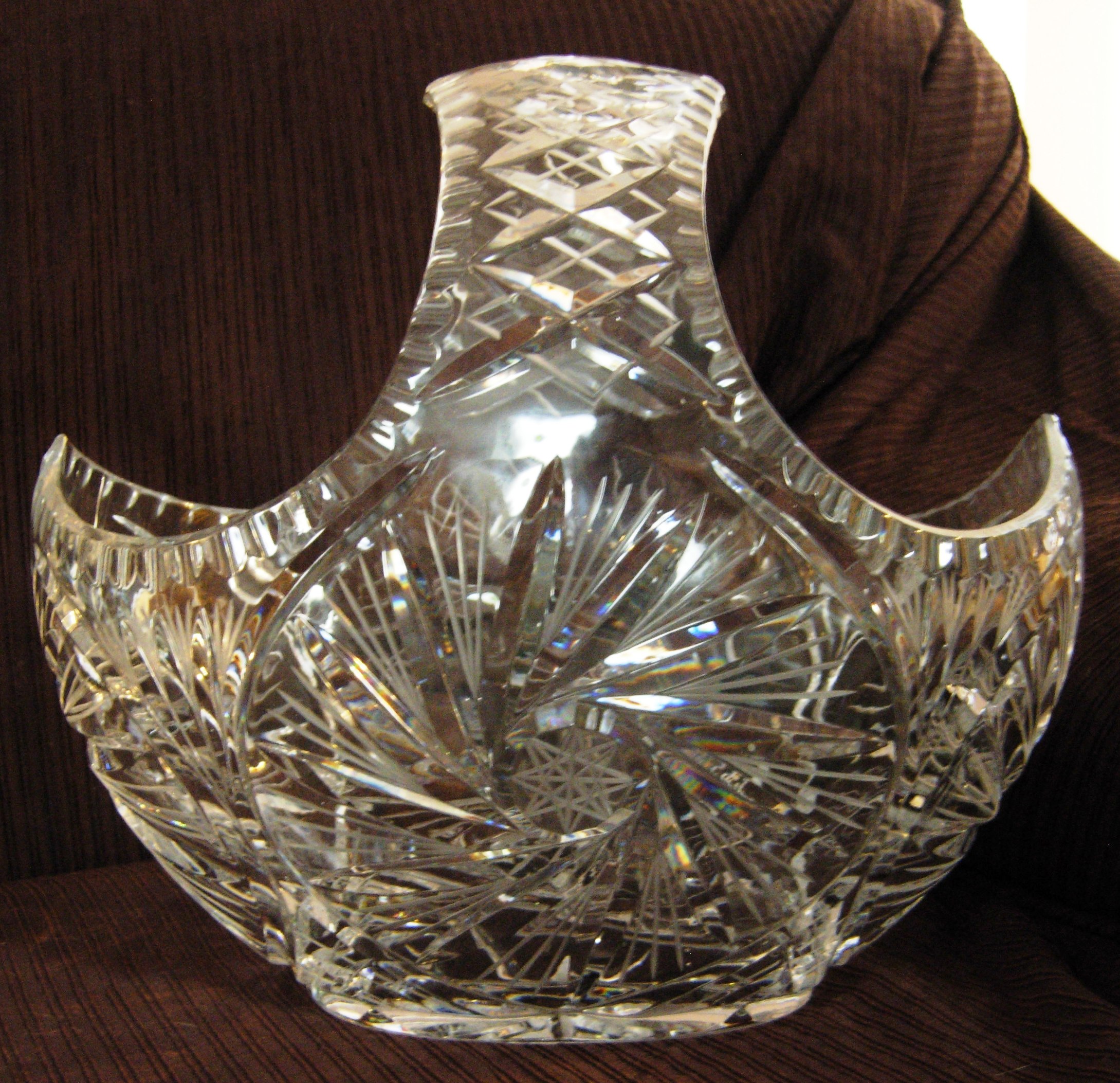 PINWHEEL CRYSTAL LARGE BASKET & BUTTER DISH & PICKLE DISH & VASE ...