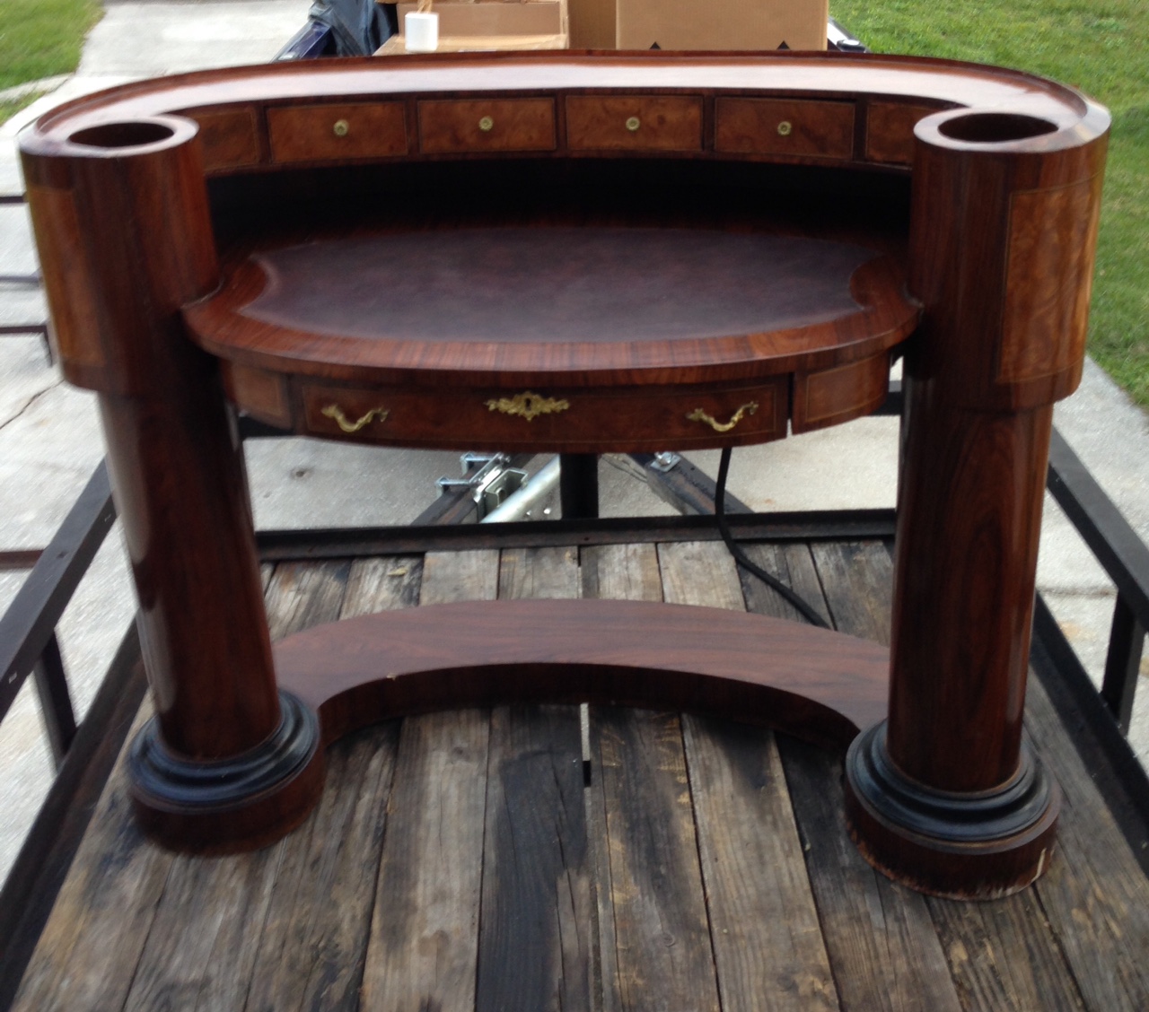 Antique half circle reception style desk | InstAppraisal
