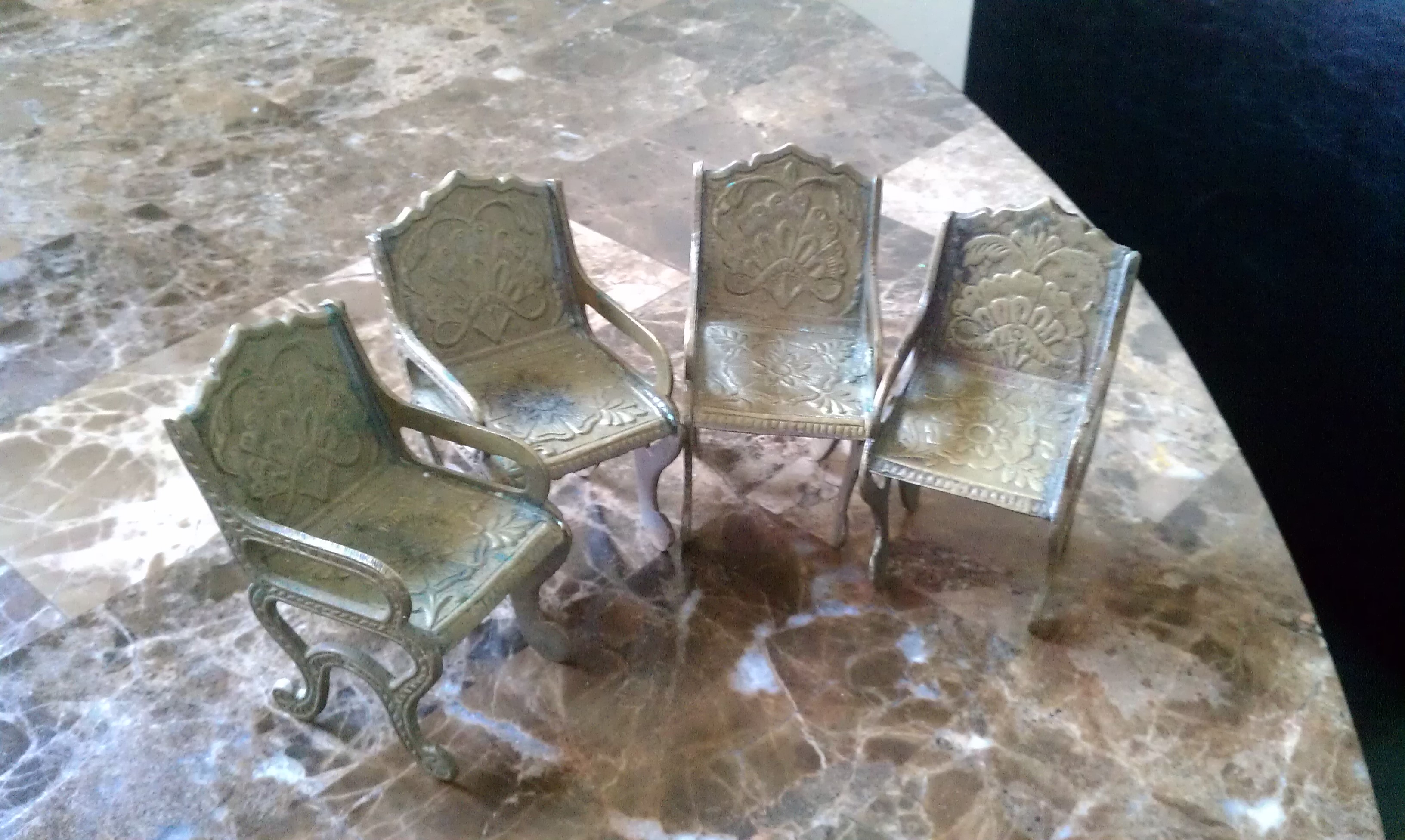 4 Antique tea cup bronze chairs | InstAppraisal