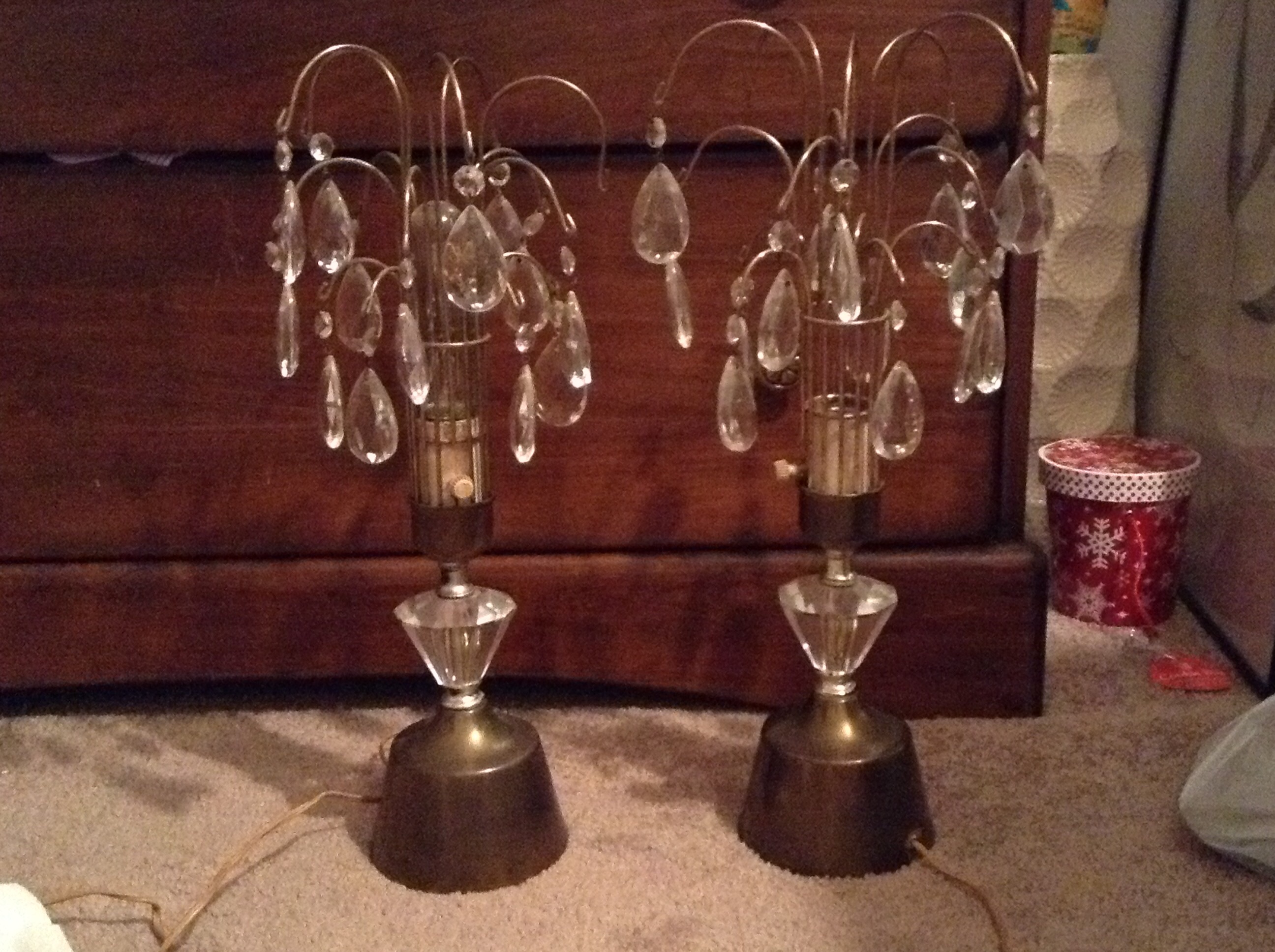 Brass Crystal Waterfall Lamps | InstAppraisal