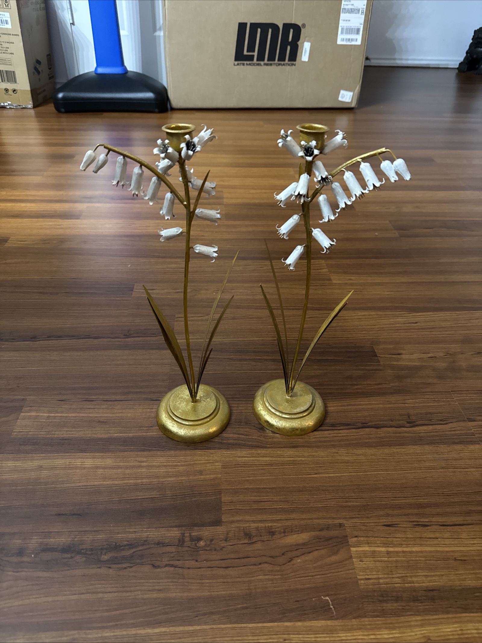 Metal candle holders with metal flowers $20 - $40 (Mid-20th Century ...