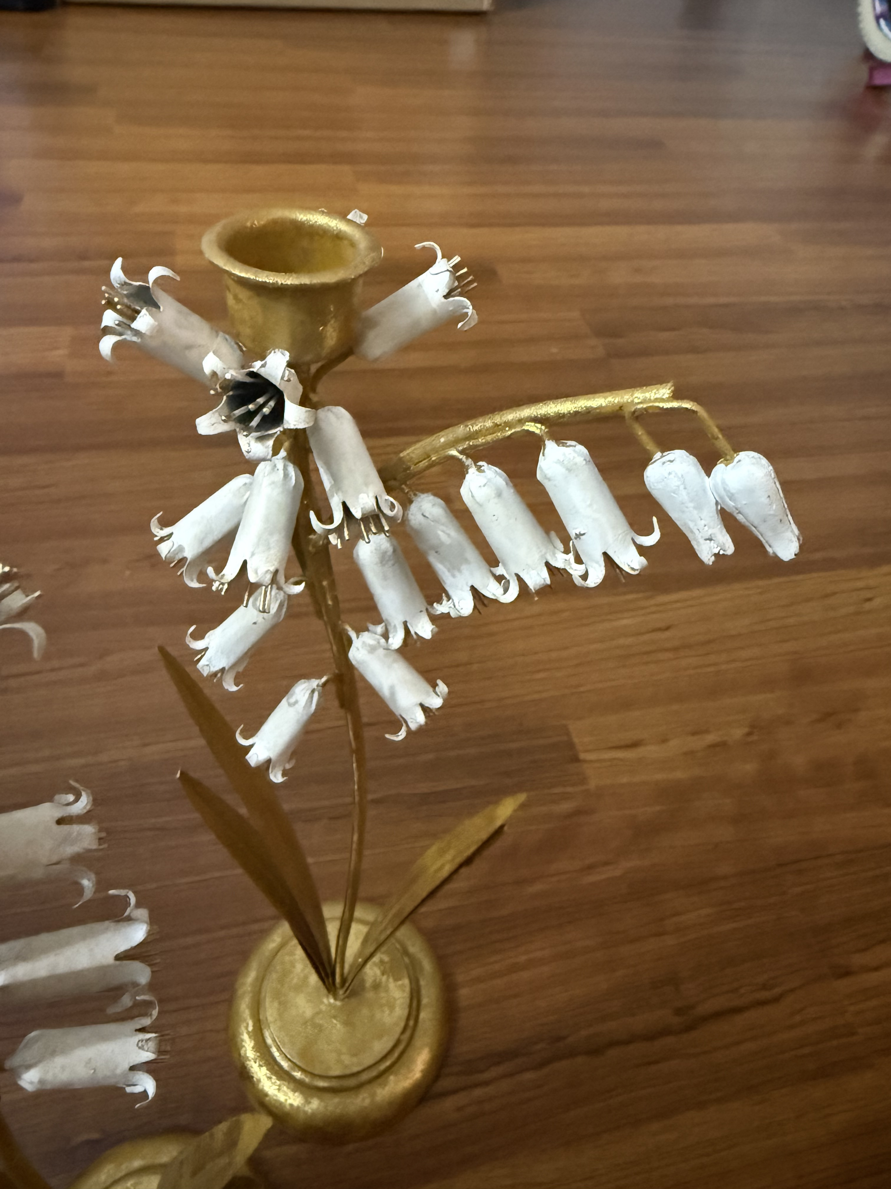Metal candle holders with metal flowers $20 - $40 (Mid-20th Century ...
