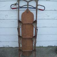 COMET SNOW SLED VINTAGE METAL RAIL, BACK & WOOD RACING SLEIGH - CIRCA ...