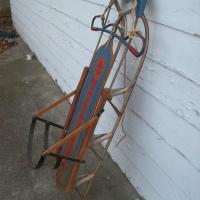 COMET SNOW SLED VINTAGE METAL RAIL, BACK & WOOD RACING SLEIGH - CIRCA ...