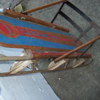 COMET SNOW SLED VINTAGE METAL RAIL, BACK & WOOD RACING SLEIGH - CIRCA ...