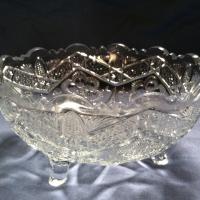 Unmarked thick, heavy, lead crystal footed bowls set antique appraisal ...