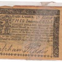 Eight Dollars Dated April 1774 antique appraisal | InstAppraisal